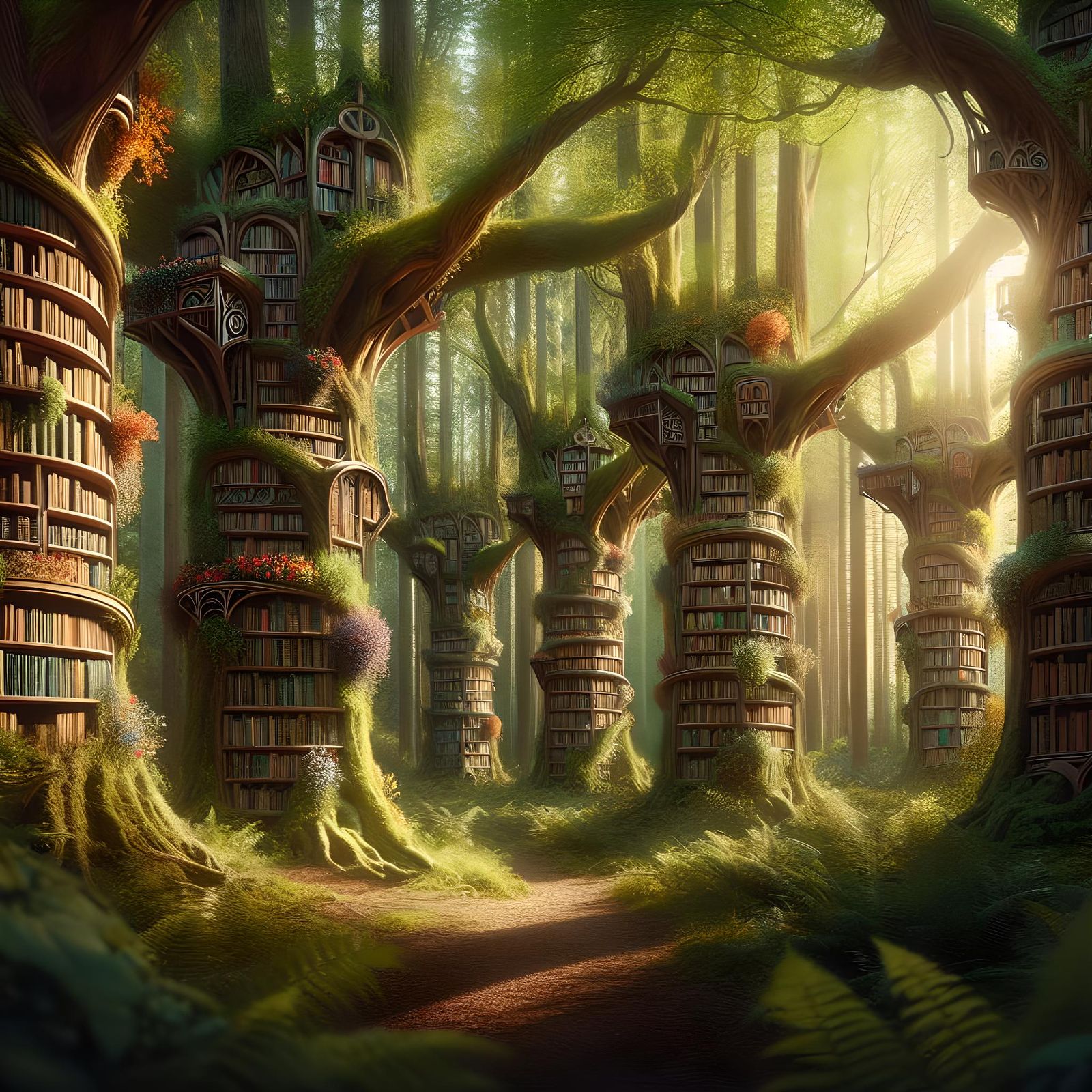 Forest library - AI Generated Artwork - NightCafe Creator