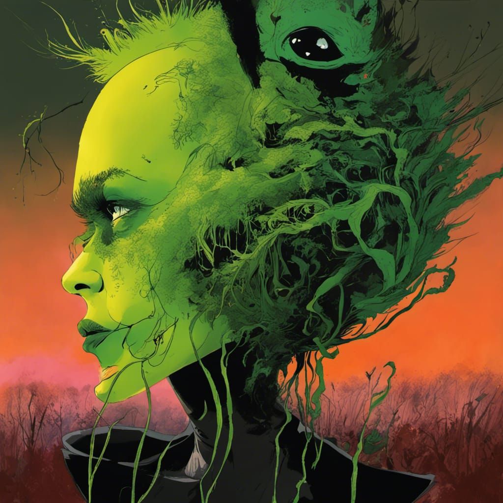 Green Face in Field Portrait - AI Generated Artwork - NightCafe Creator