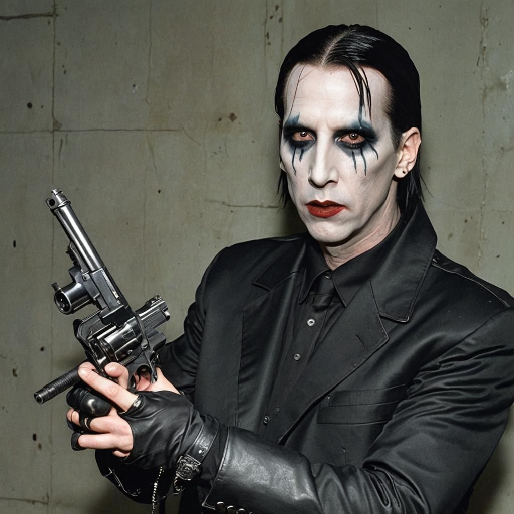 Mr Smith from Matrix is threatening Marilyn Manson with gun - AI ...