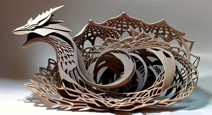 Coiled Paper Dragon - AI Generated Artwork - NightCafe Creator