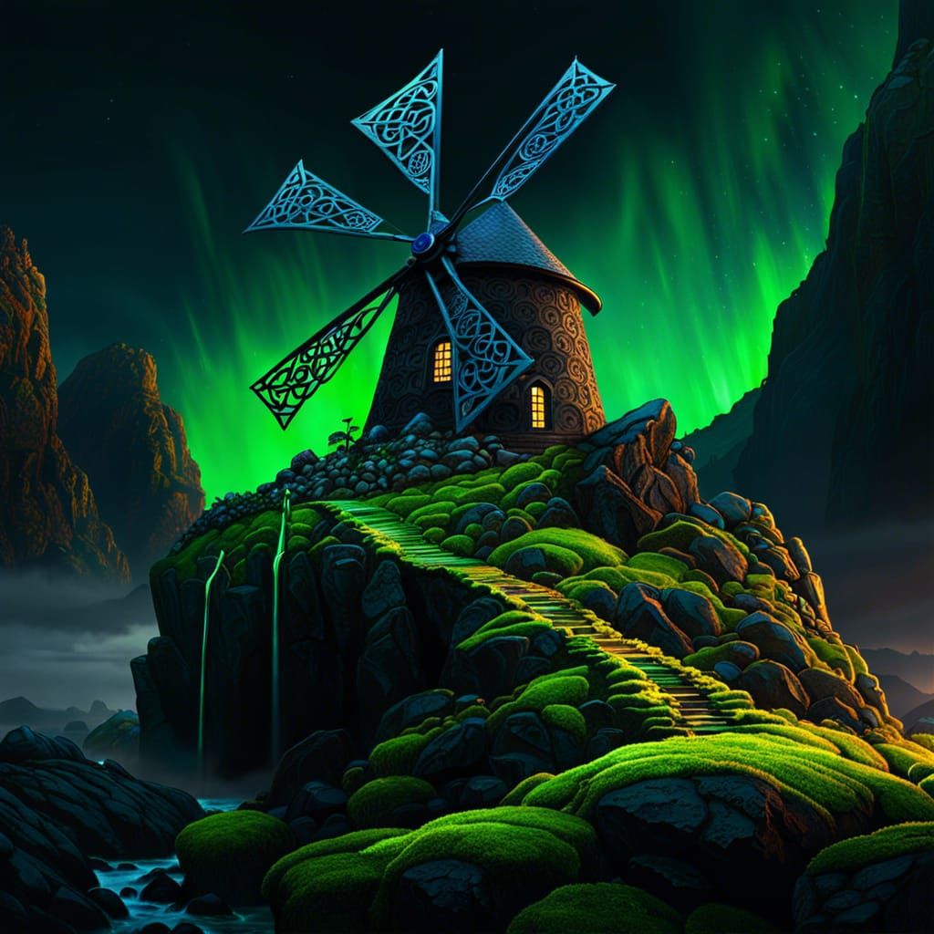 dark fantasy windmill on the rock - AI Generated Artwork - NightCafe ...