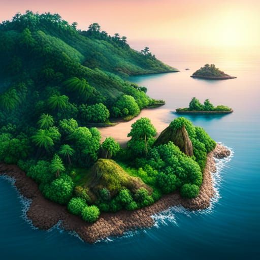 aerial view archipelago jungle - AI Generated Artwork - NightCafe Creator