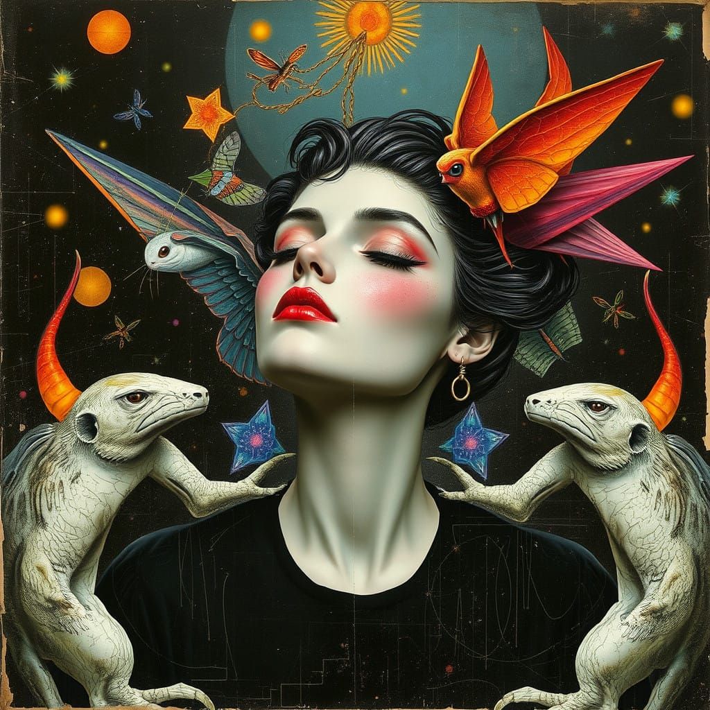 Cyberpunk Whimsy Creatures in a Kaleidoscope of Co... - AI Art