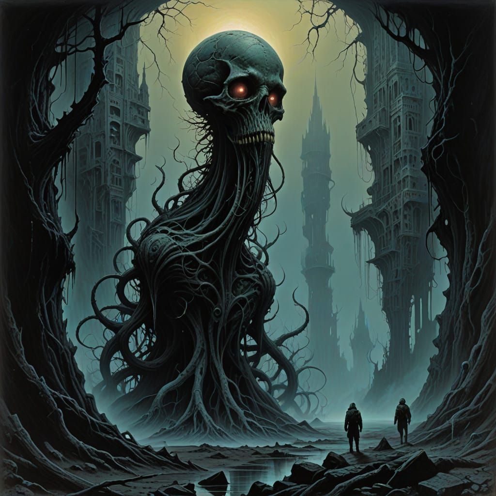 Surreal Pipe Nightmare in Dark, Biomechanical Styl... - AI Art