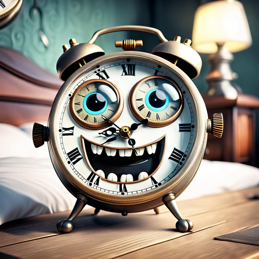 oldschool alarm clock with large googly eyes - AI Generated Artwork ...