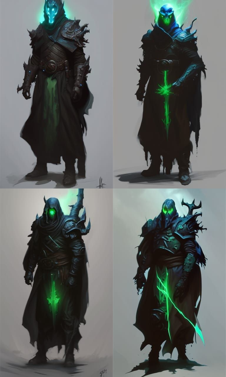 A male Tiefling Rogue Wielding two shortswords. Wearing a pitch black ...