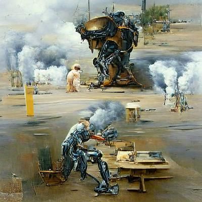 War between robots and humans - AI Generated Artwork - NightCafe Creator