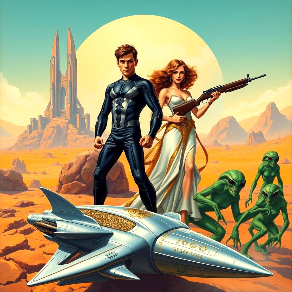 CAPTAIN SLAM AND GLORIANNE. - Vintage SF Pulp Heroine and H...