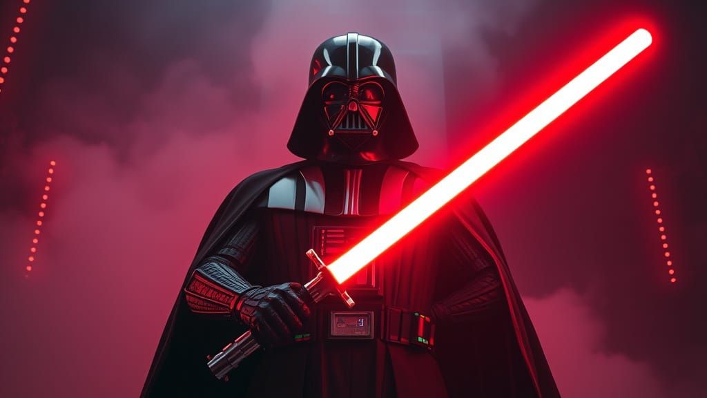 Darth Vader Unleashes Ominous Power with Crimson L... - AI Art