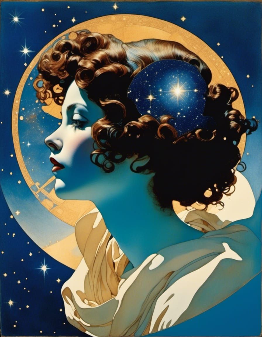 Maxfield Parrish celestial sky, dreamy dreamer, sparkling ️ ️ ️ ...