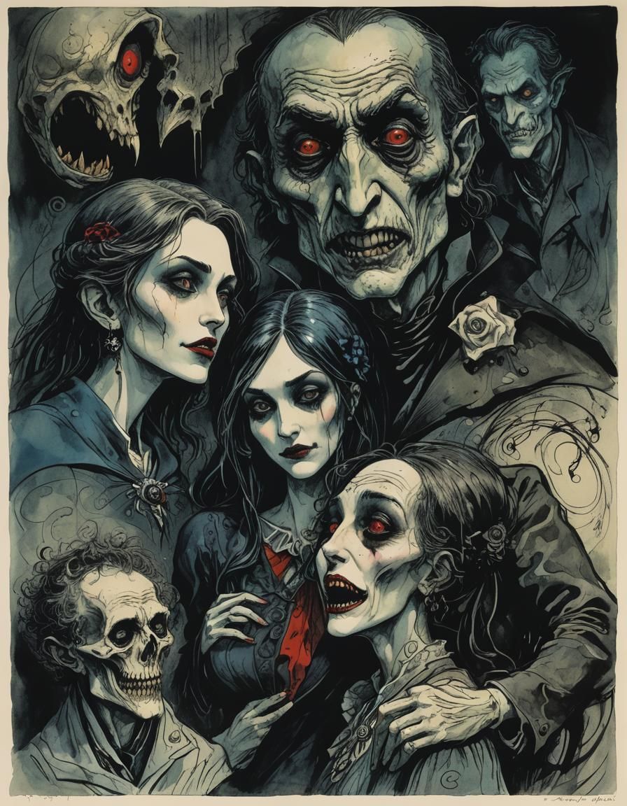 Vampire family portrait - AI Generated Artwork - NightCafe Creator