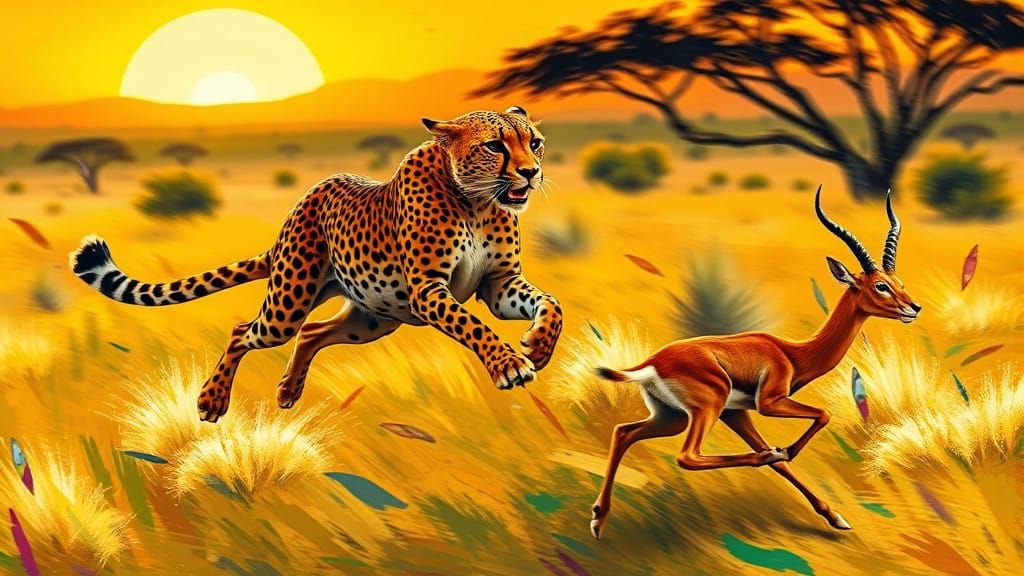 "Cheetah chasing an impala" - Dramatic Savannah Chase in Ex...