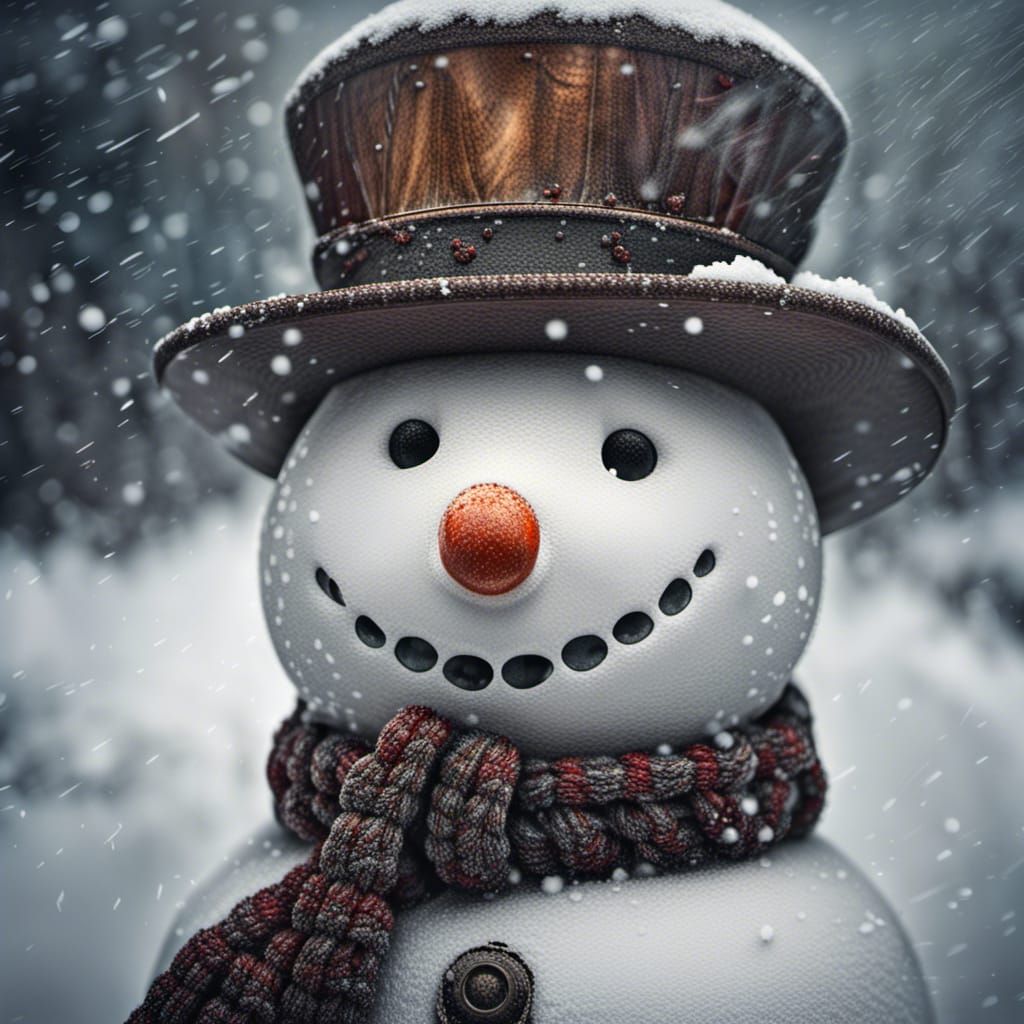Frosty the Snowman in a Blizzard, a very Snowy Portrait - AI Generated ...
