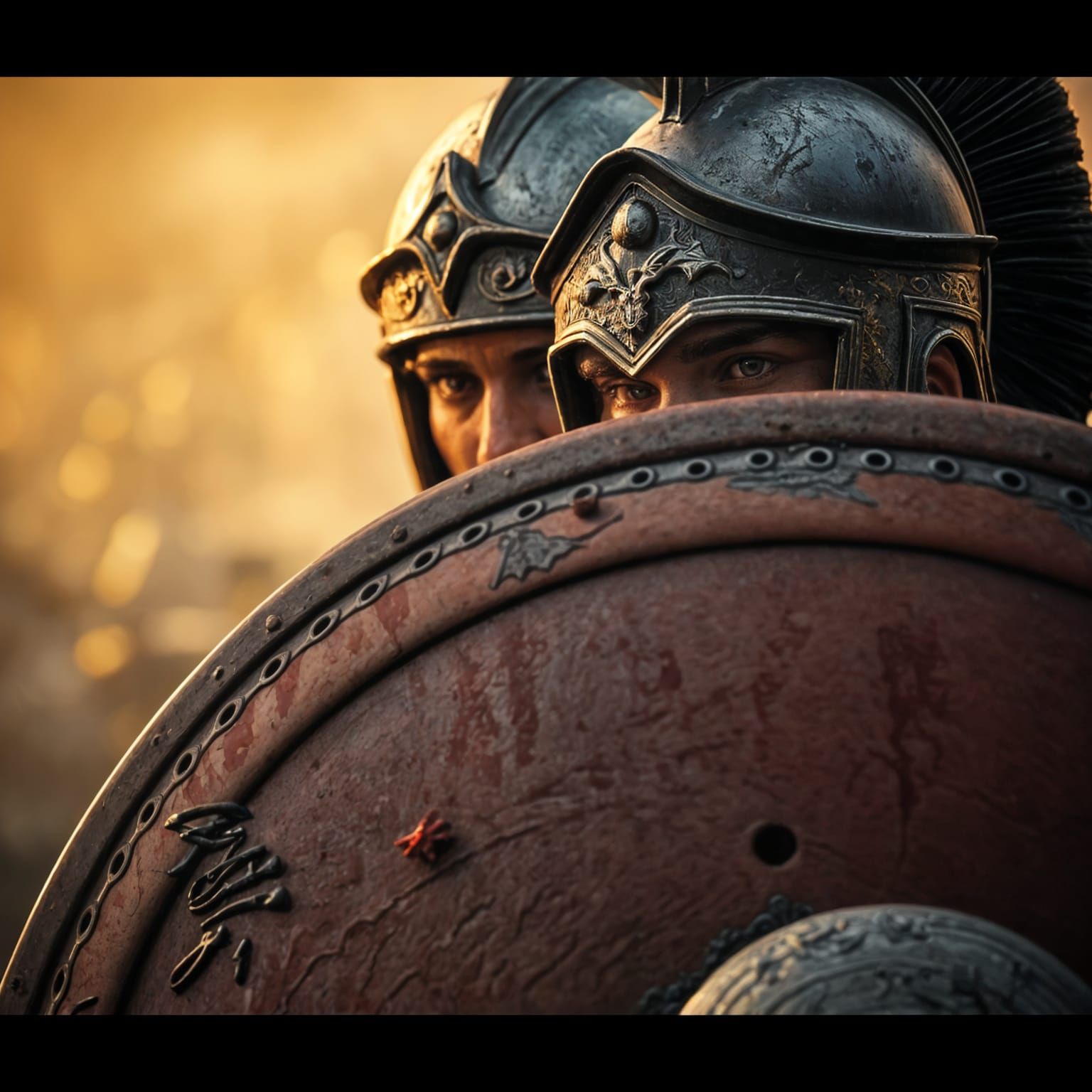 Battle-Scarred Roman Centurion Shield in Epic Cine... - AI Art
