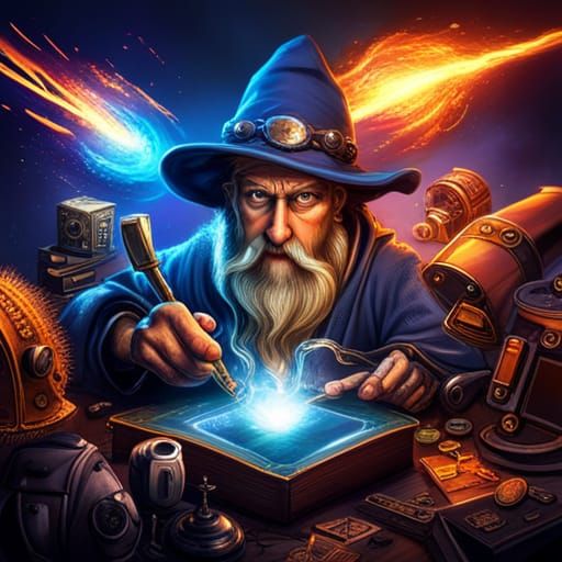 Gandalf building a computer to keep up with the youths - AI Generated ...