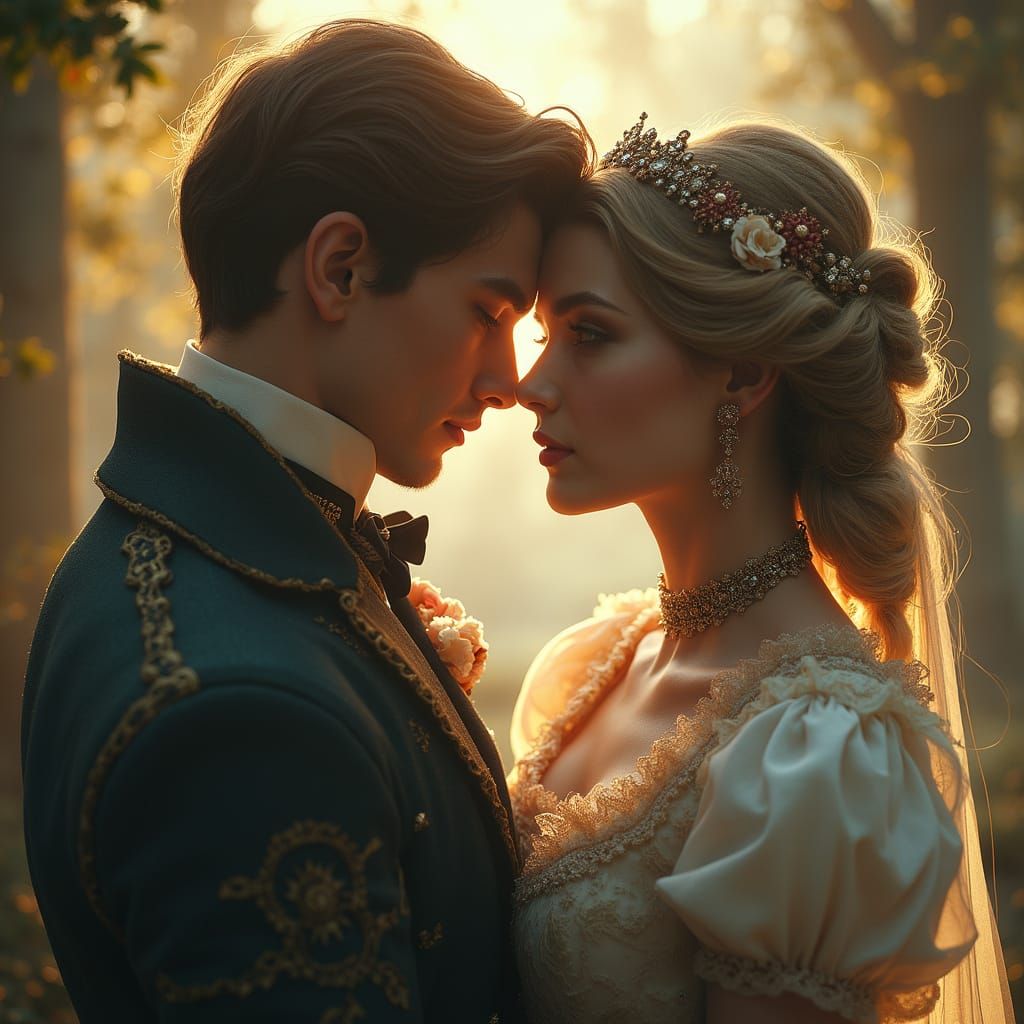 Romantic Fantasy Portrait with Vintage Whispers - AI Art