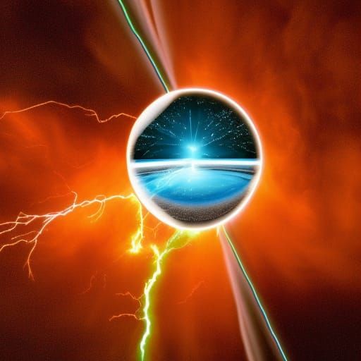 zero gravity lightning fire apocalypse perfect spherical glass ball ...