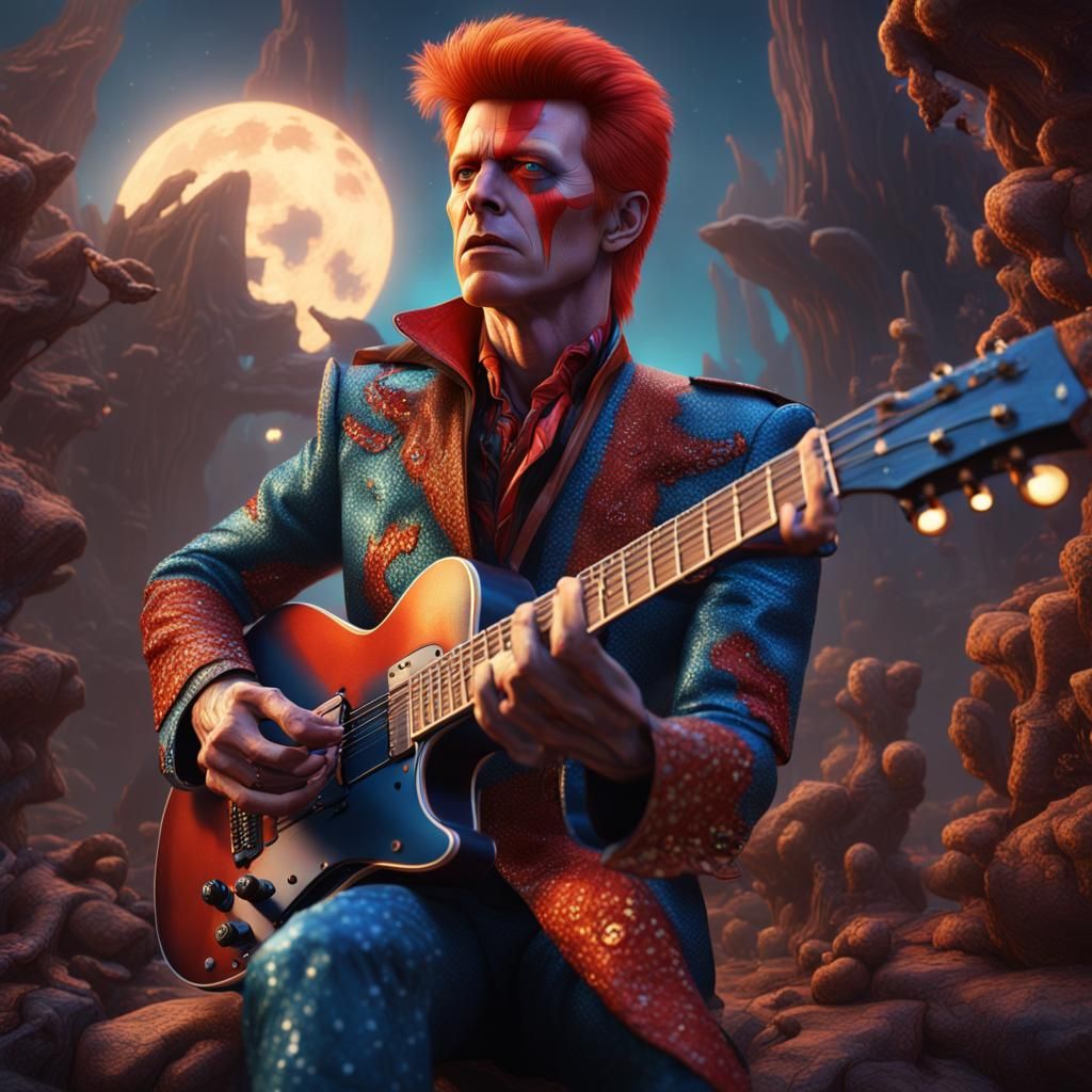 Ziggy Plays Guitar bowie styled - AI Generated Artwork - NightCafe Creator