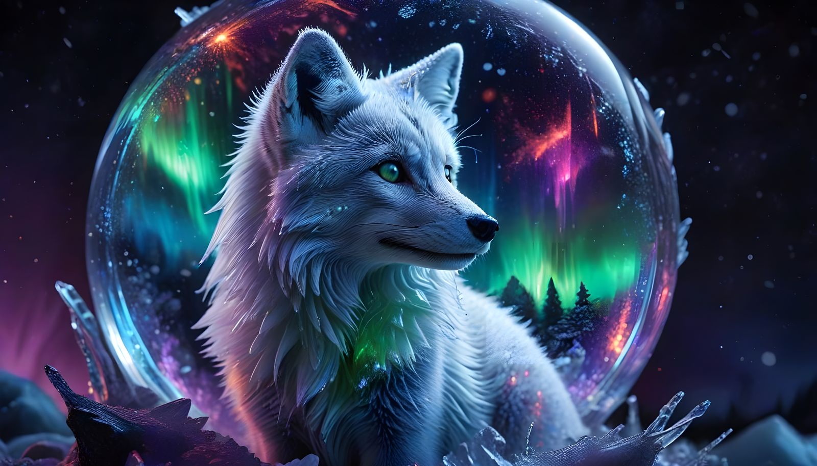 Glacio Vulpes Lagopus - Mythic Arctic Fox Gazing at the Nort...