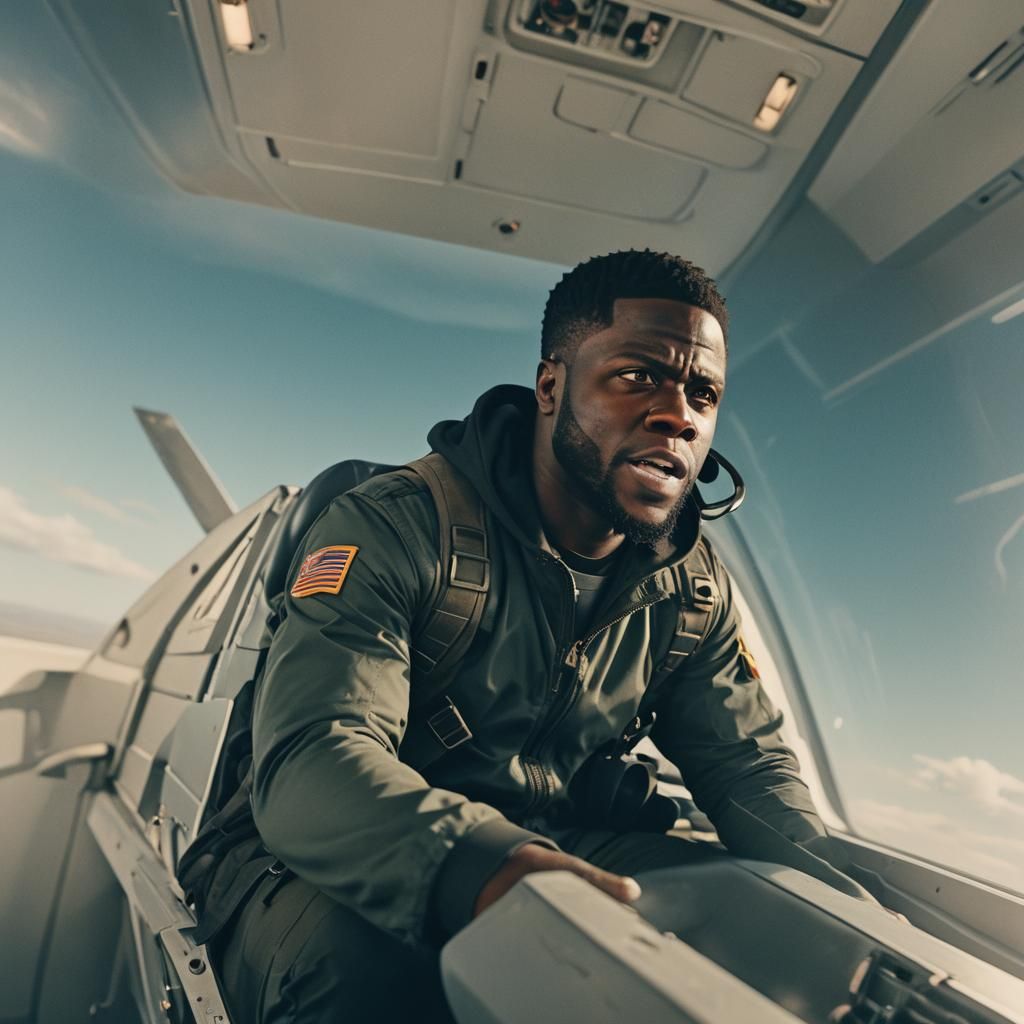 Kevin Hart in a plane - AI Generated Artwork - NightCafe Creator