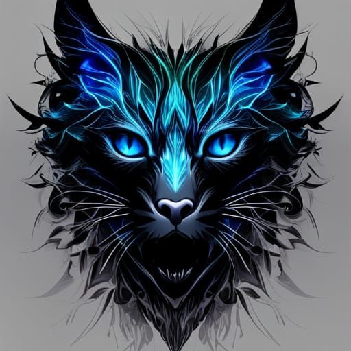 Blue Flame Cat - AI Generated Artwork - NightCafe Creator