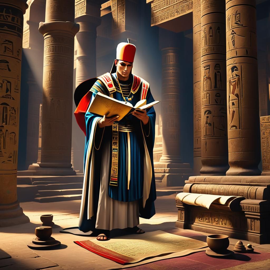 Egyptian priest at the temple - AI Generated Artwork - NightCafe Creator