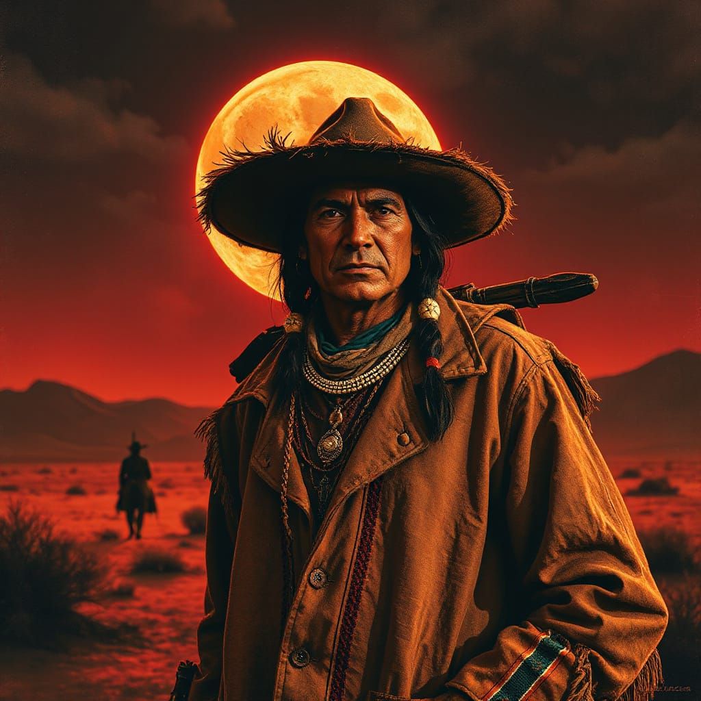 badass Cochise in badland with bad moon rising, 19... - AI Art