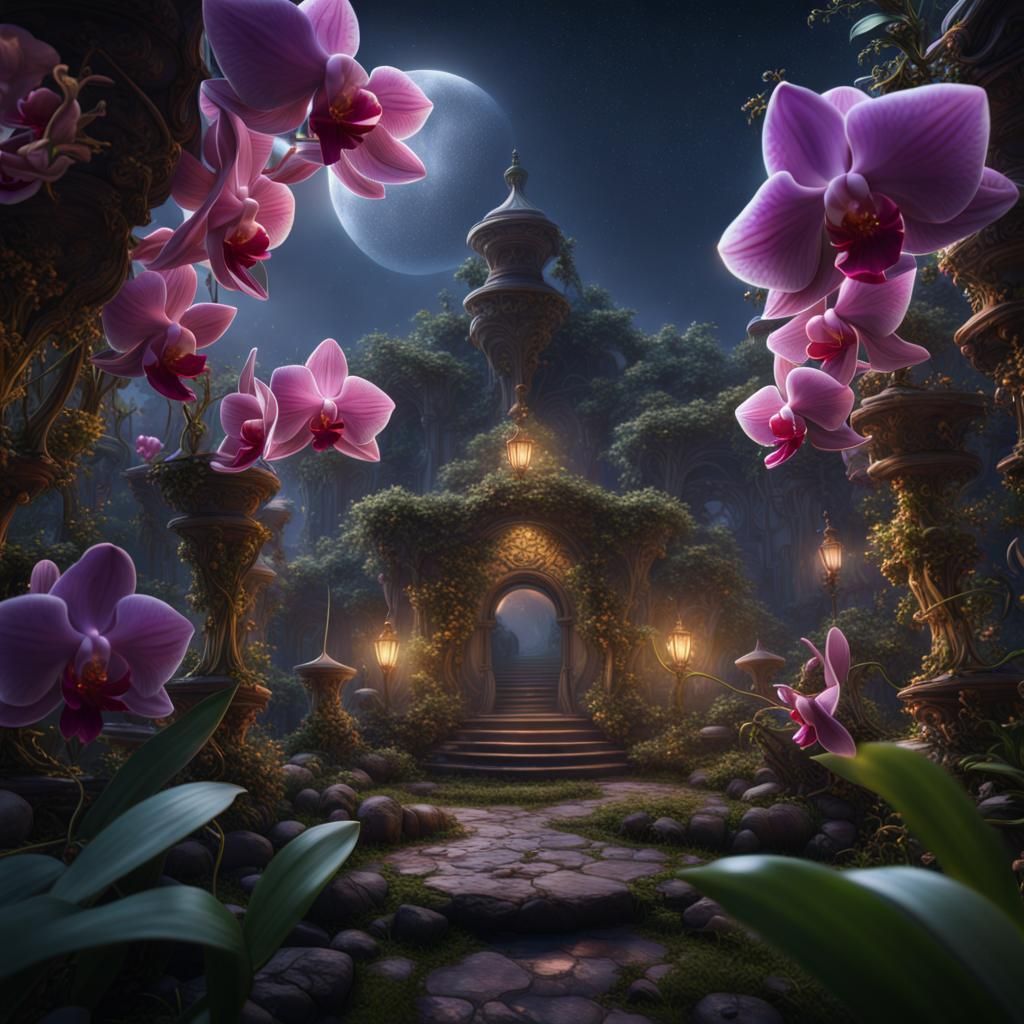 Orchid garden - AI Generated Artwork - NightCafe Creator