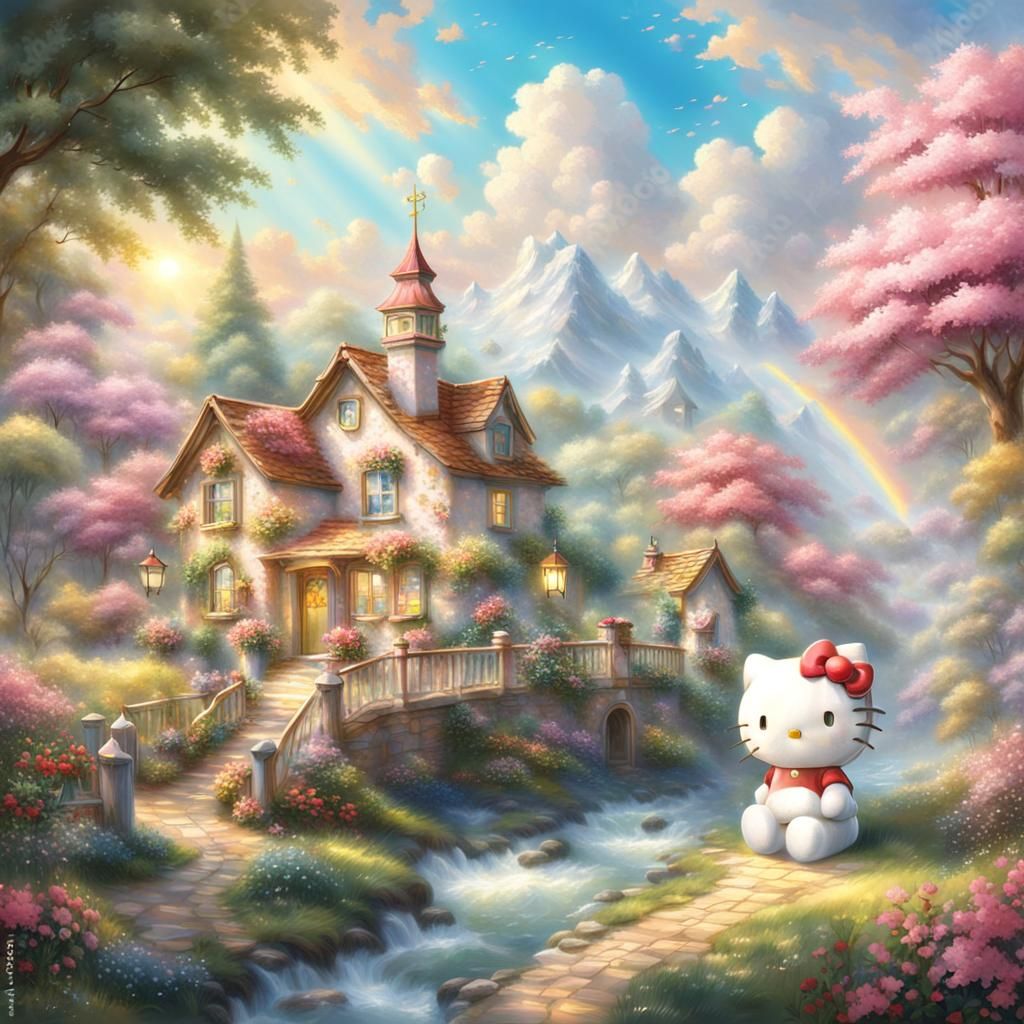 hello kitty, chaotic Whimsical Illustration, 8K resolution Thomas ...