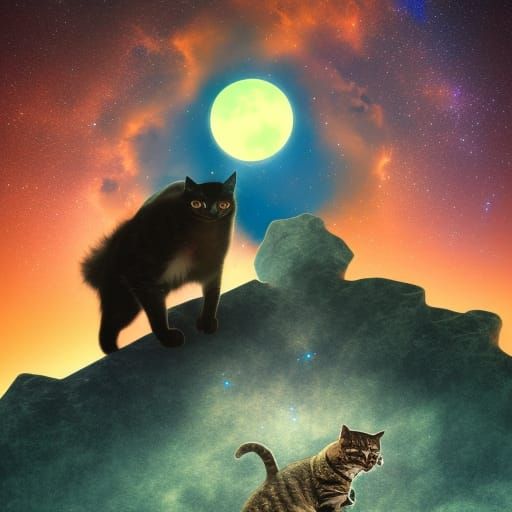Swole kitty and frien - AI Generated Artwork - NightCafe Creator