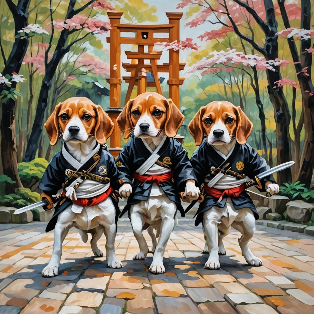 Beagles Ninjas - AI Generated Artwork - NightCafe Creator