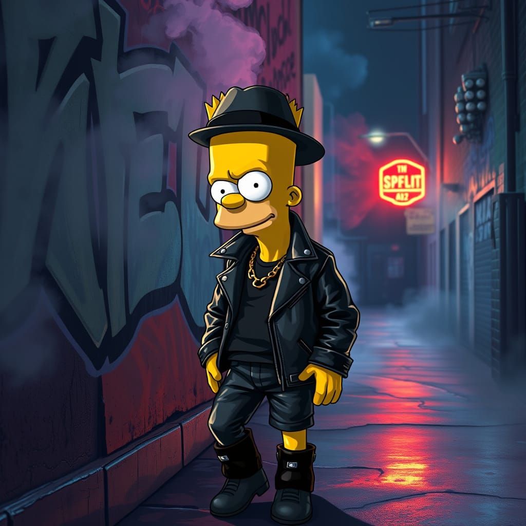Gangster Bart - Gritty Gangster Bart Simpson in Dark All...