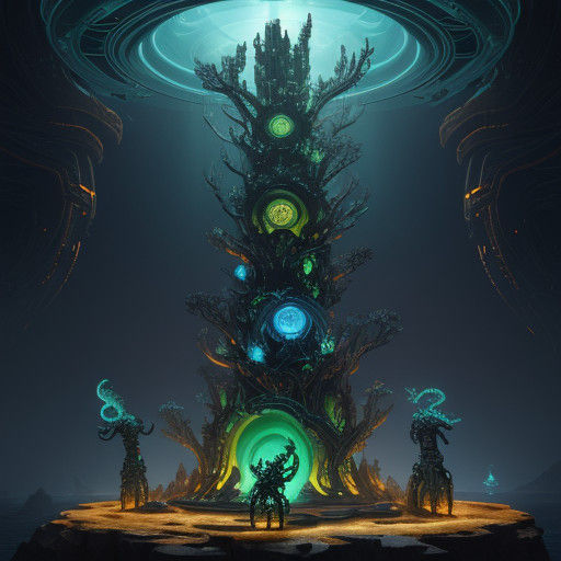 Futuristic Alien Universe in 3D Paper Model - AI Art