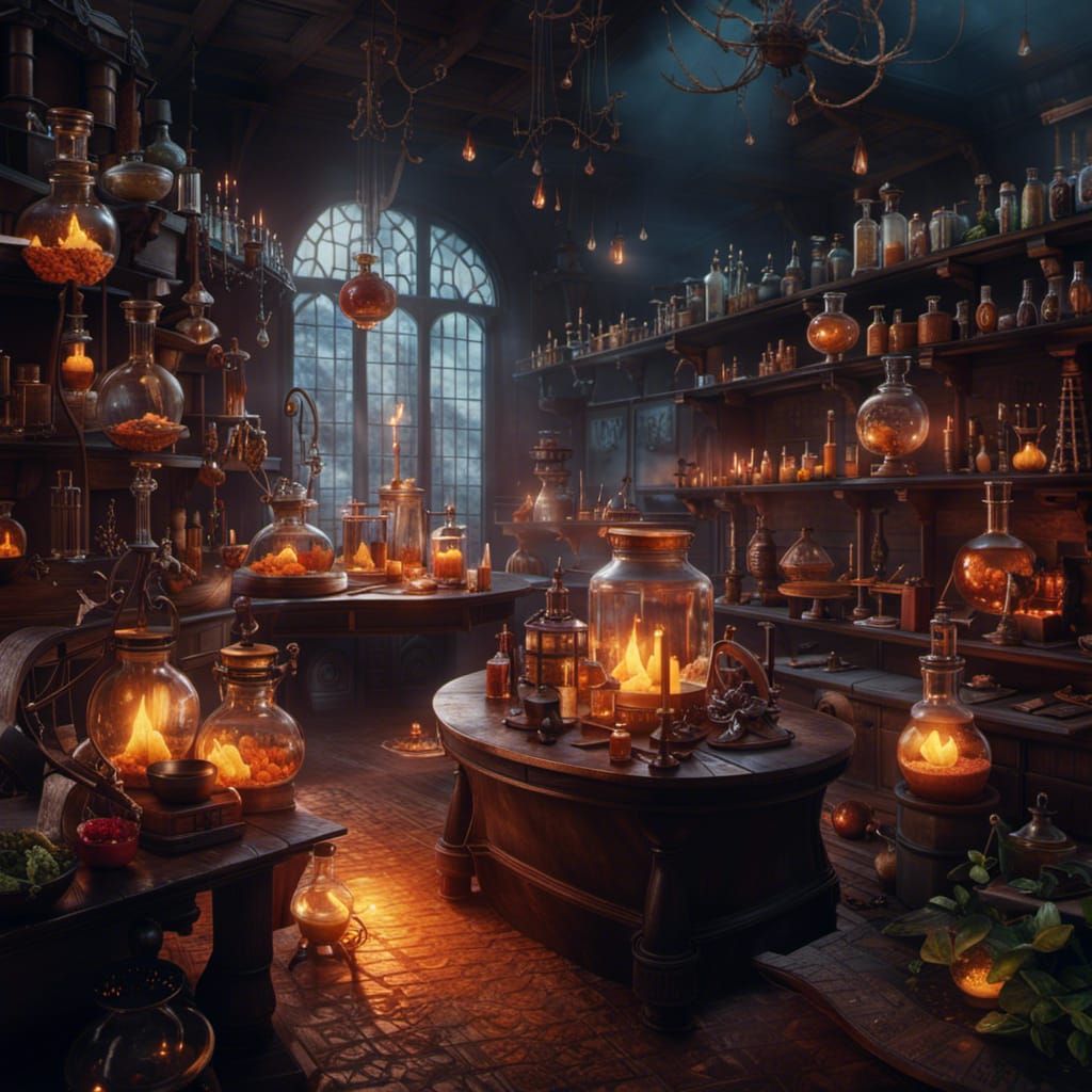 Potions laboratory - AI Generated Artwork - NightCafe Creator