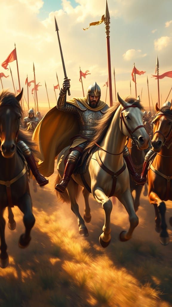 King Richard Leads Frenzied Cavalry Charge in Swee... - AI Art