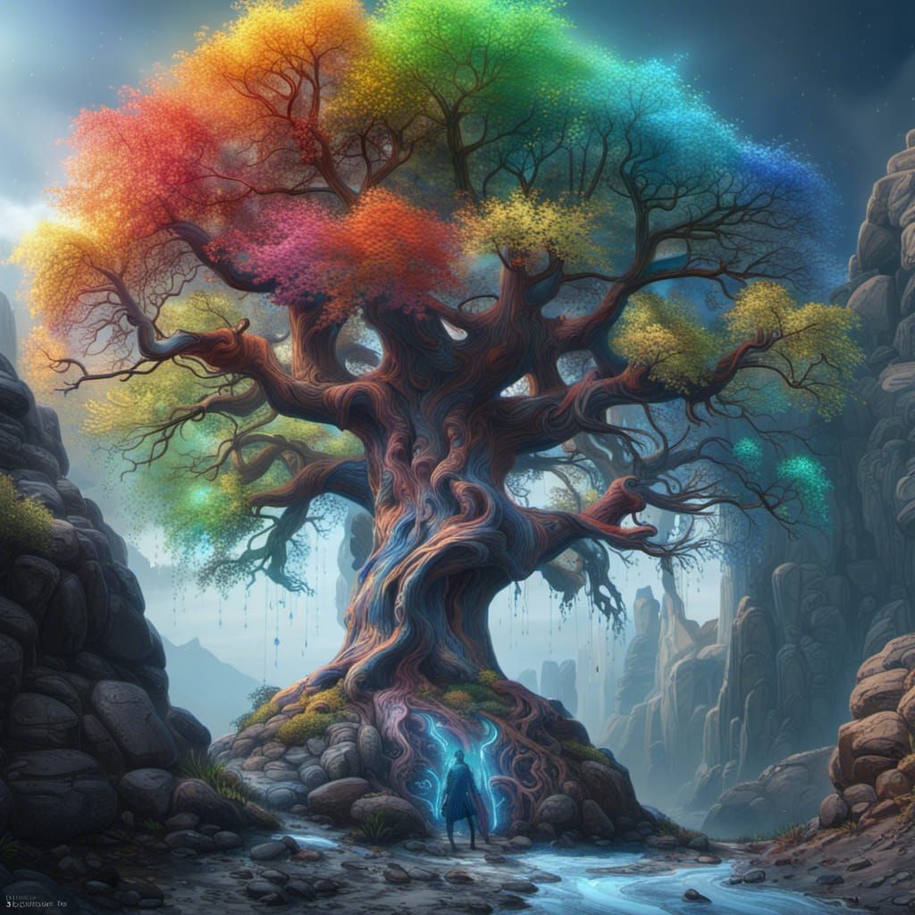 beautiful tree of life with rainows - AI Generated Artwork - NightCafe ...