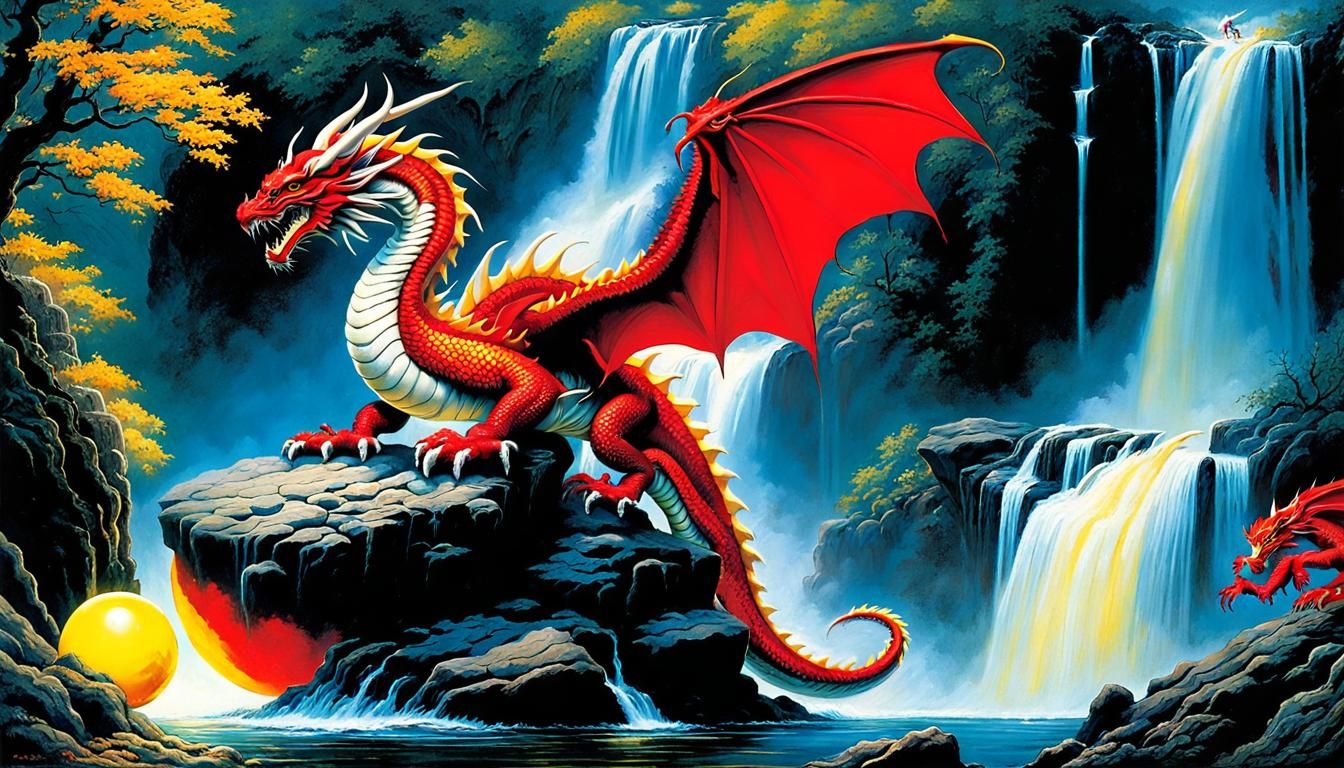 The red dragon protecting the magical orb🟡🐉 - AI Generated Artwork ...