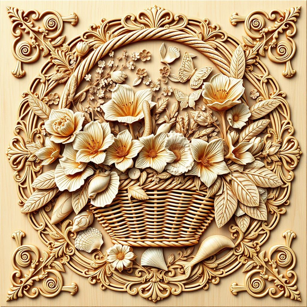 Generate a laser-ready 2D vector file (SVG, AI, DXF) of a Baroque ...