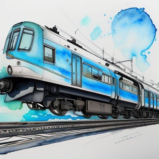 the universe of flying trains - Whimsical Double Exposure of...