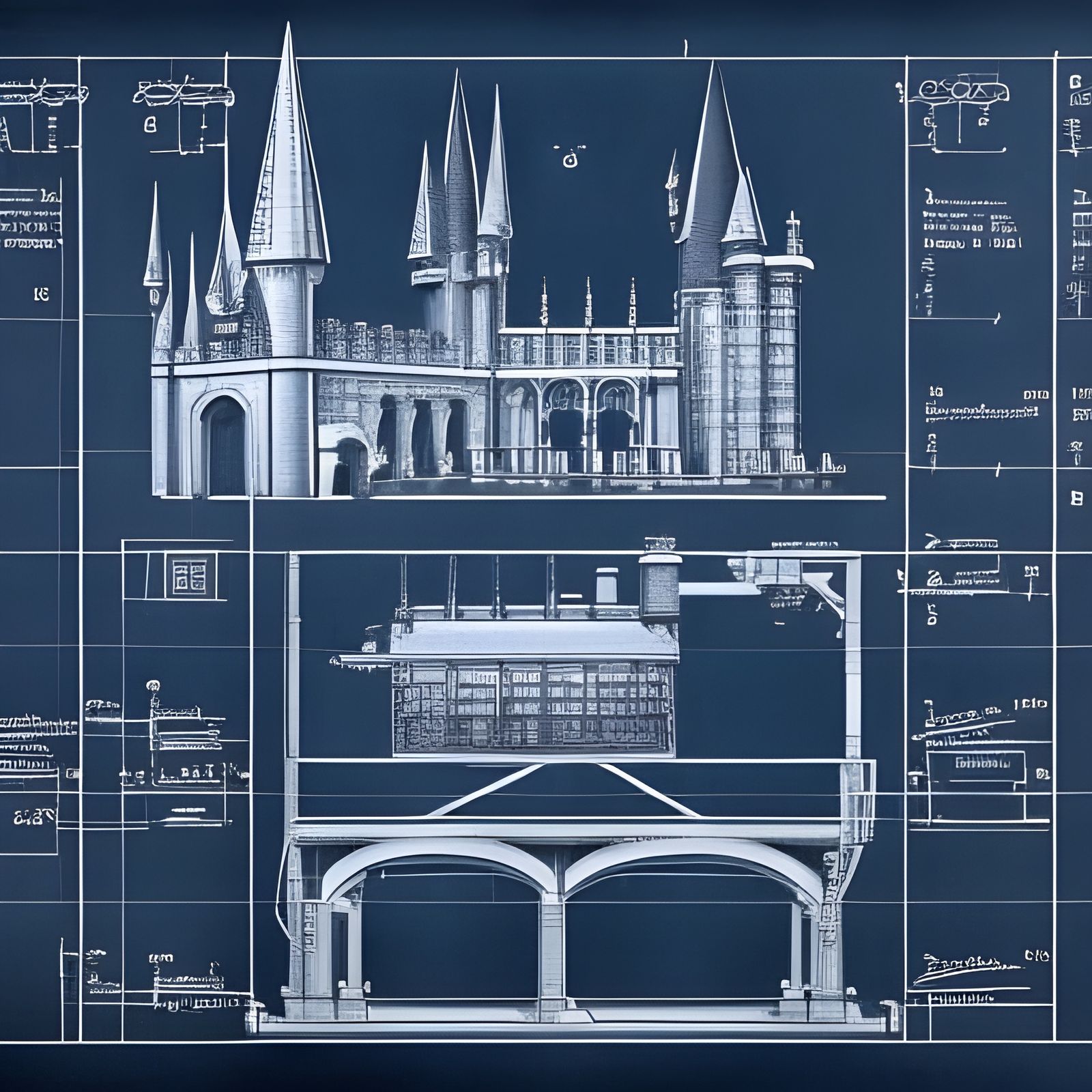 Wizardry Castle Blueprint - AI Generated Artwork - NightCafe Creator