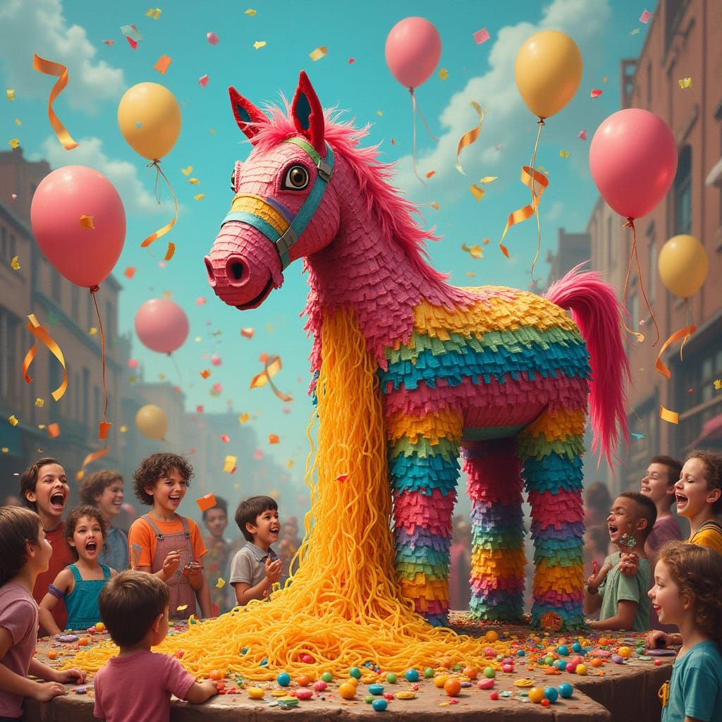 Piñata Prank - Surreal Horse Piñata Unleashes Spaghetti in W...