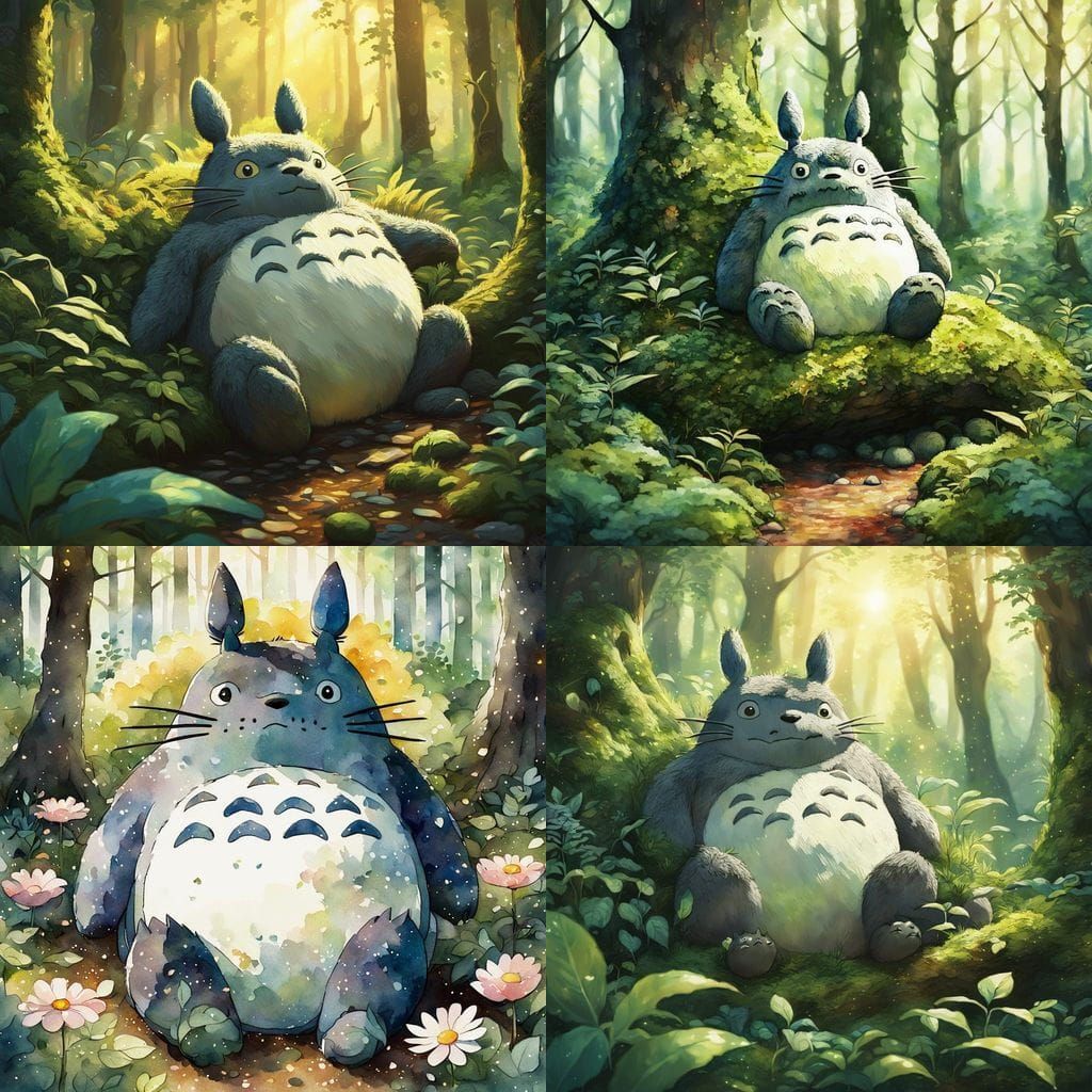 Happy asleep Totoro In forest - Sleeping Totoro in Forest