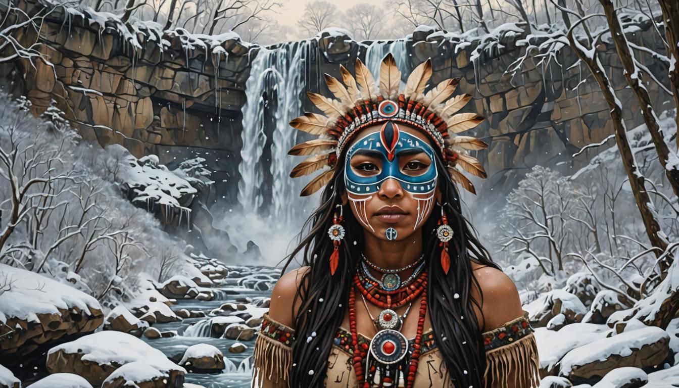 American Indian girl donning traditional voodoo garb - AI Generated ...