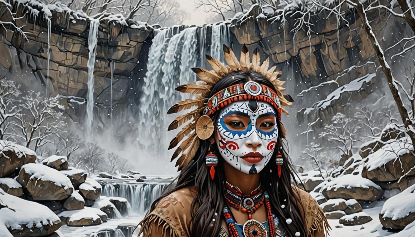 American Indian girl donning traditional voodoo garb - AI Generated ...