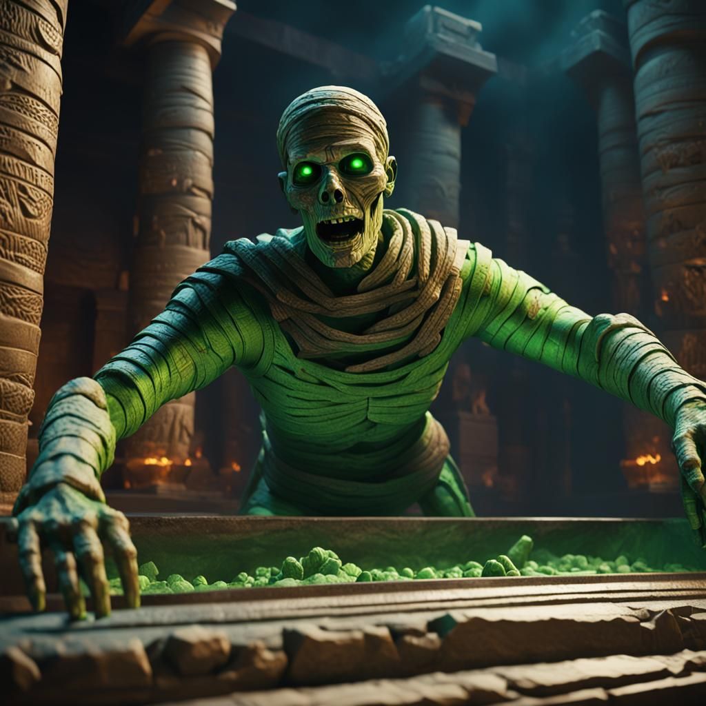 mummy rises from the sarcophagus - AI Generated Artwork - NightCafe Creator