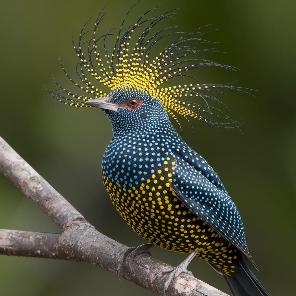 Blue and Yellow Polka-Dotted Bird - Blue and Yellow Polka-D...