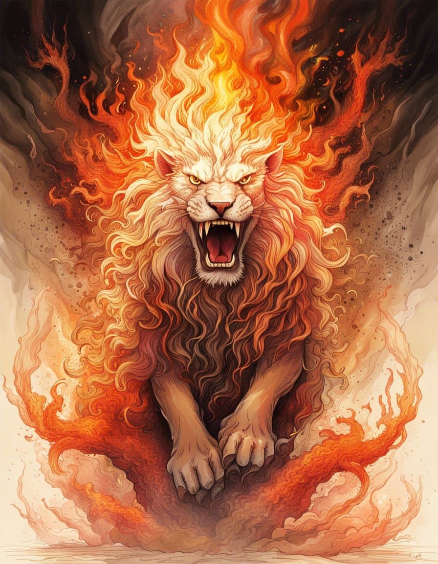 A fiery lion. - AI Generated Artwork - NightCafe Creator