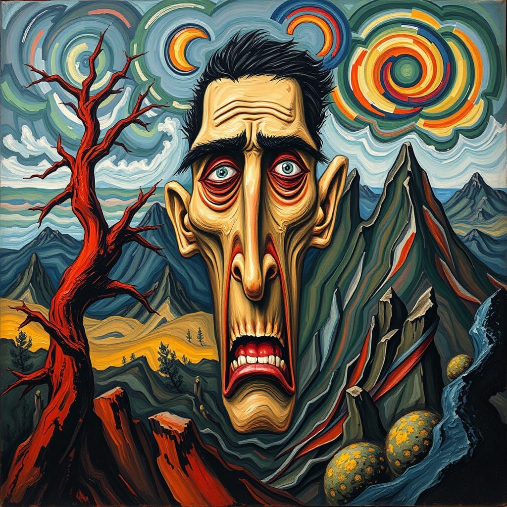 Expressive Face in a Wild Landscape: A Fusion of M... - AI Art