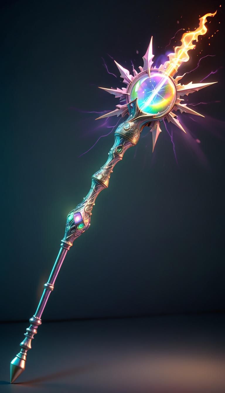 A prismatic elemental staff - AI Generated Artwork - NightCafe Creator