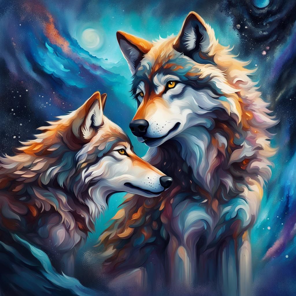 Wolf spirits - AI Generated Artwork - NightCafe Creator